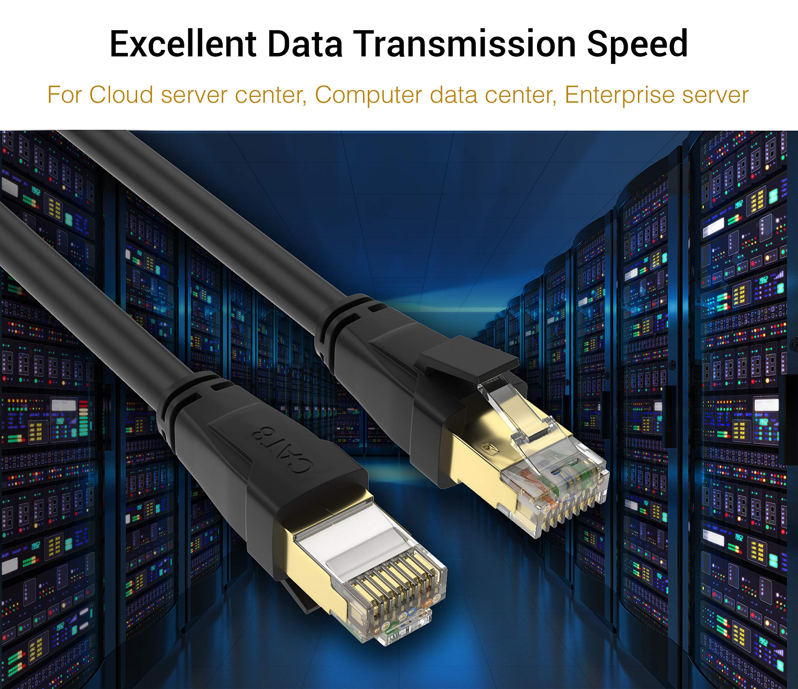 BlueRigger CAT 8 Ethernet Cable - 50FT Regular (RJ45, 40Gbps, 2000MHz, CAT8 Internet Cable) High Speed LAN Network Cable - Compatible with Game Consoles, HDTV, Router, PC