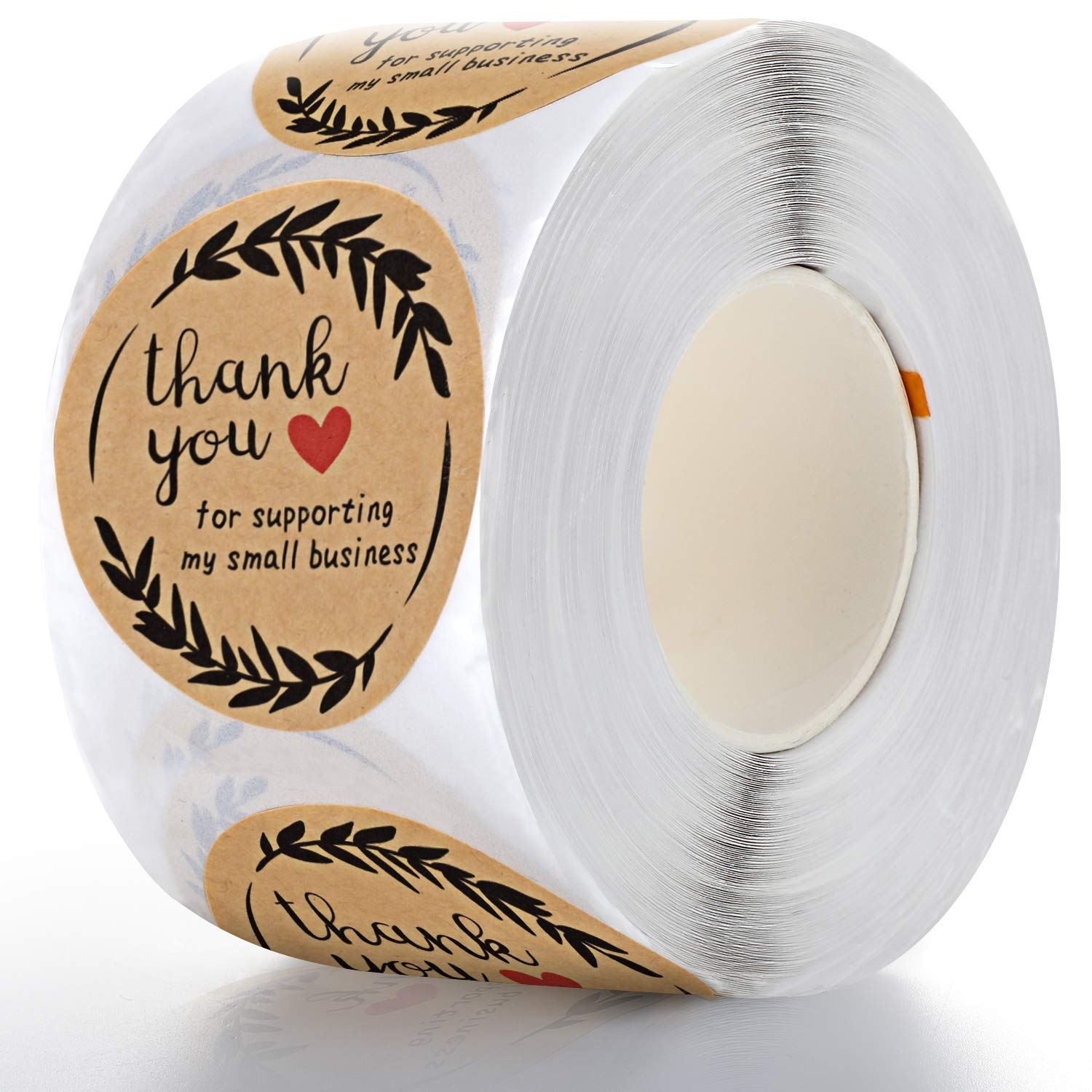2" Thank You for Supporting My Small Business Stickers Round Kraft 500 Labels Per Roll