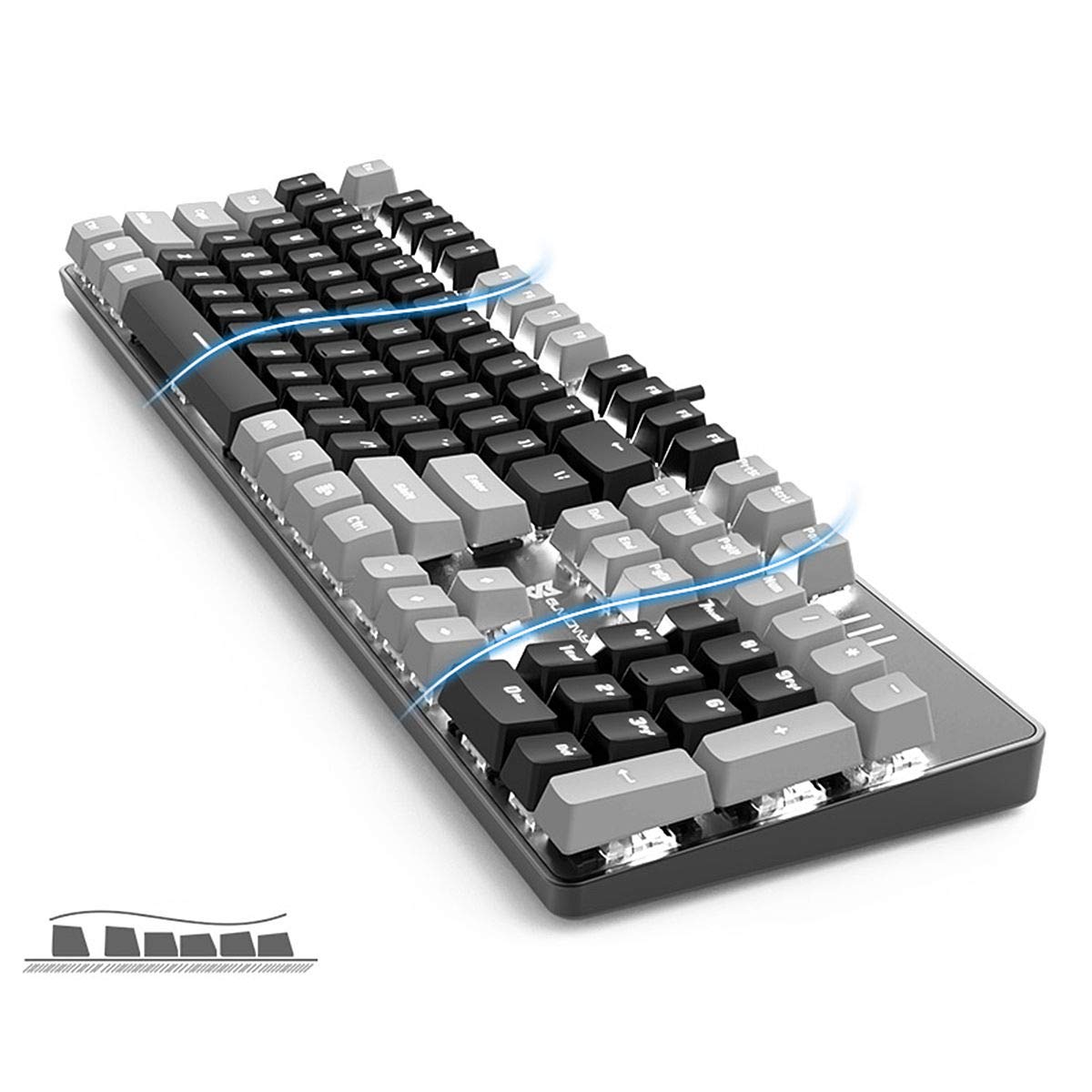 Mechanical Keyboard Gaming Keyboard | Black Switch, Black Grey Color & White Backlit Keyboard | 104 Keys US Layout | Wired Gaming Keyboard | Hot Swappable Mechanical Keyboard, PC Gaming Keyboard