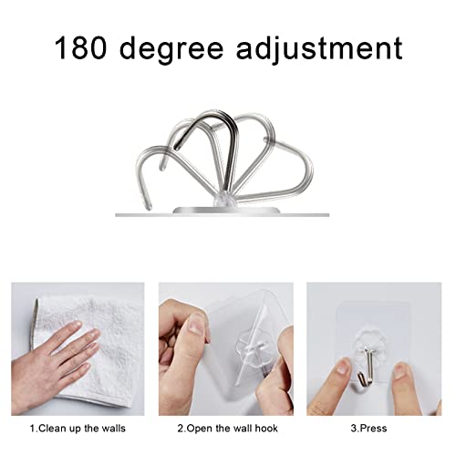 Adhesive Hooks, 20-Pack Kitchen Wall Hooks, Wall Hook Heavy Duty (22 lbs) Max, Reusable Bathroom Hook, Waterproof and Rustproof