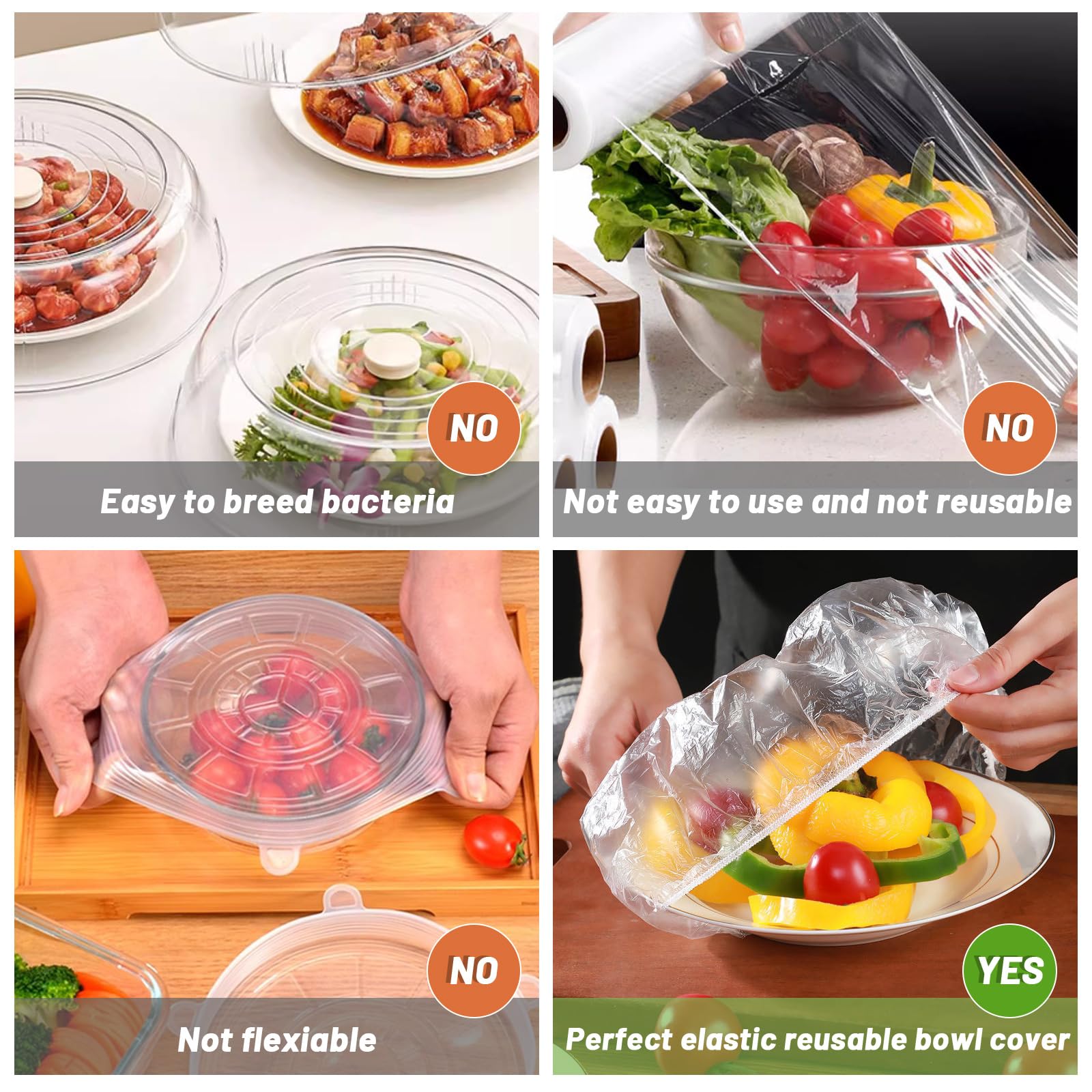 90Pcs Reusable Elastic Food Bowl Storage Covers, Sublaga Bowl Covers, Variety of 5 Translucent Stretchable Sizes and Colorful Dish Plate Covers, Alternative to foil, Plastic Wrap,BPA Free