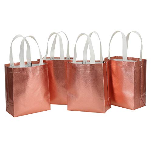 Tosnail 40 Pack 10 x 8 Inch Reusable Grocery Bags Shopping Tote Bag with Handle Present Bag Gift Bag for Weddings, Birthdays, Party, Event - Rose Gold