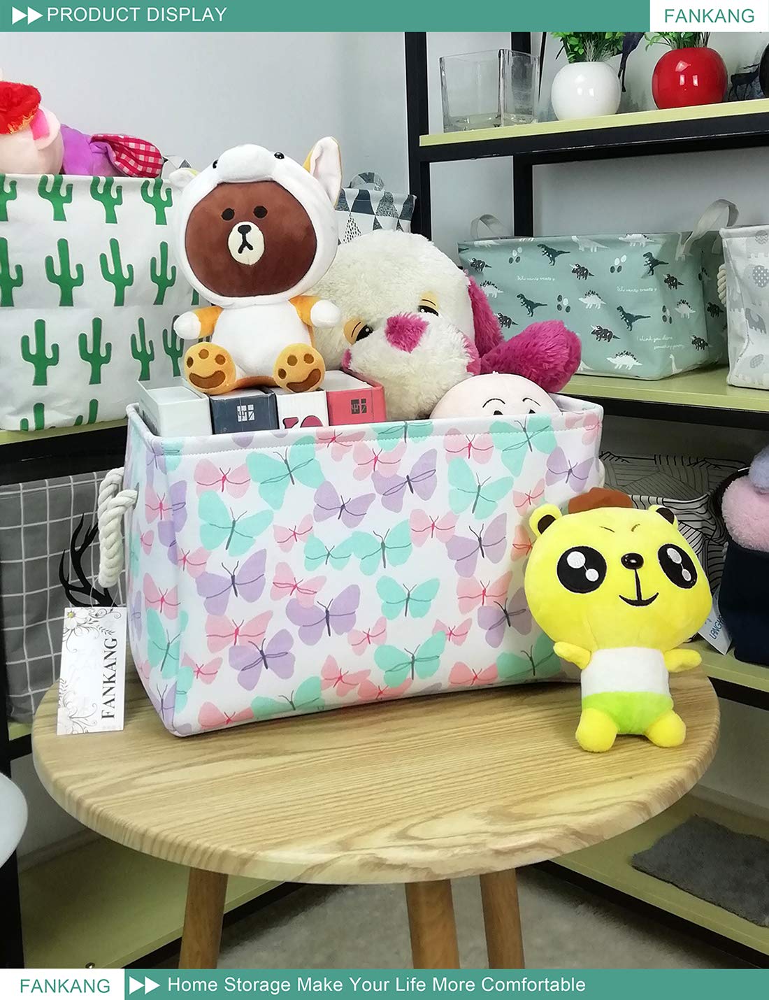 FANKANG Rectangular Laundry Basket Nursery Storage Fabric Storage Bin Storage Hamper,Gift Baskets (Butterfly)