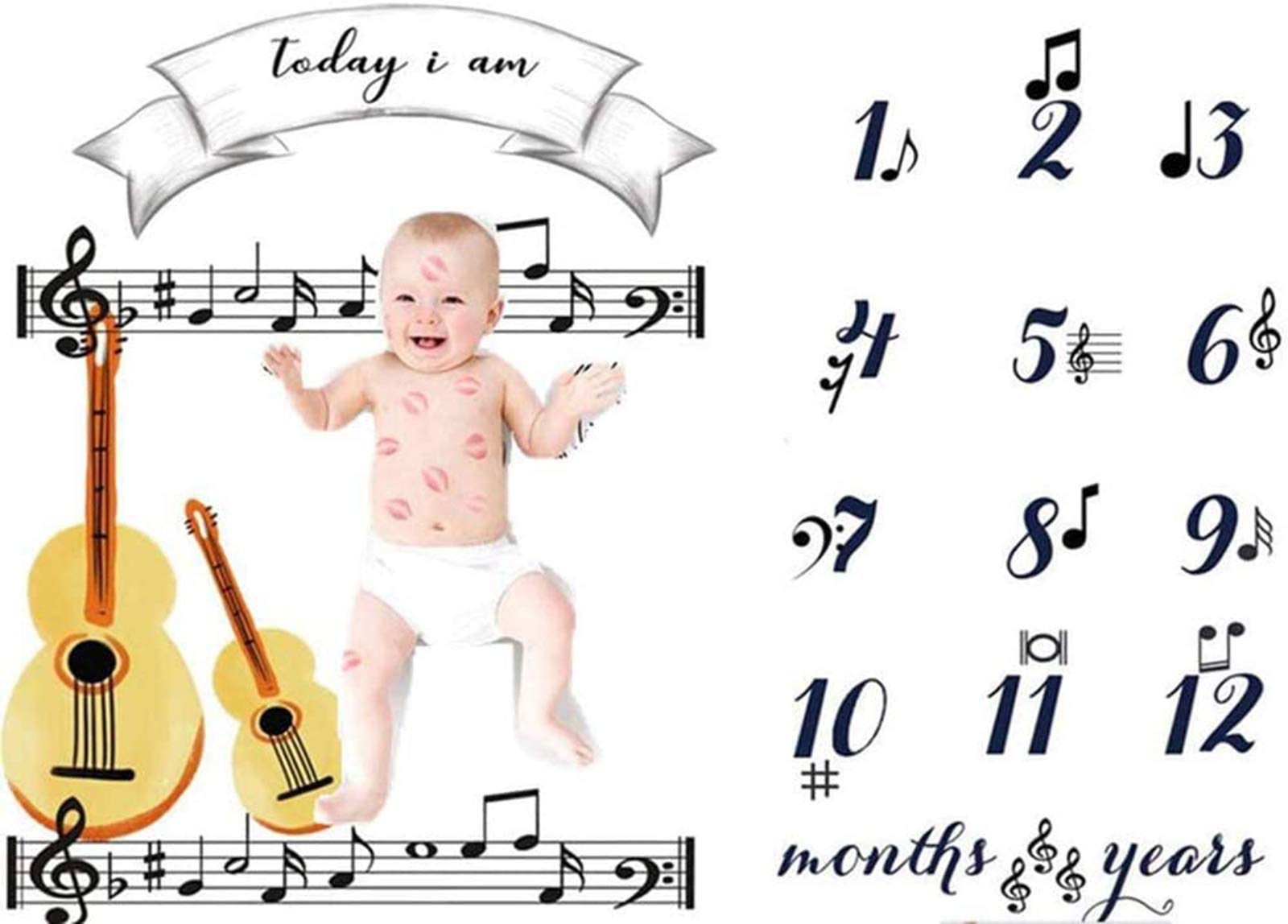 Baby Monthly Milestone Blanket Newborn Neutral Age Photo Props Shoots Backdrop Personalized Photography Growing Infants Toddlers Swaddle Blanket Includes Headband Frame
