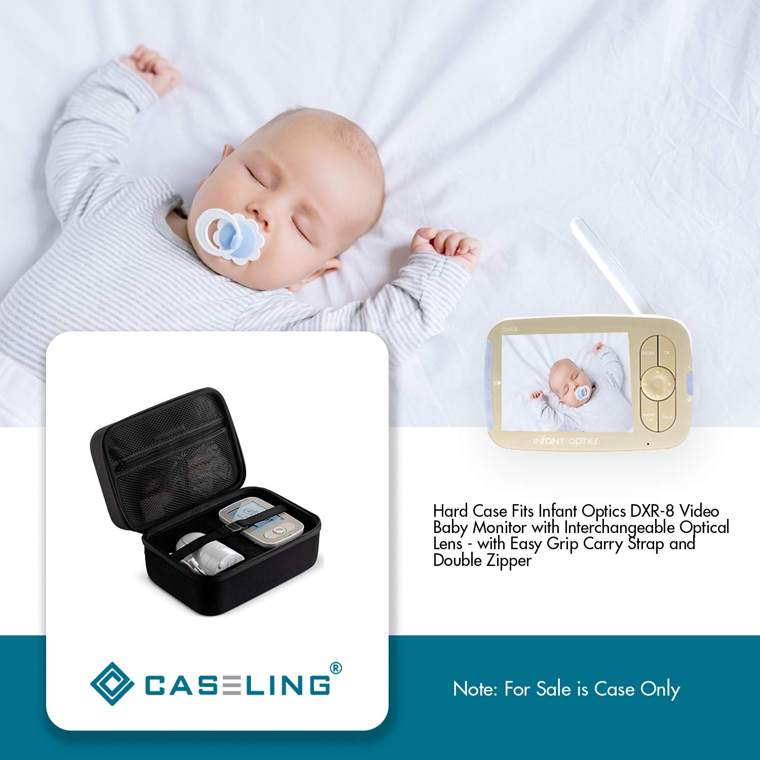 caseling Hard Case Fits Infant Optics DXR-8 Video Baby Monitor (Not for The Pro). Case only.