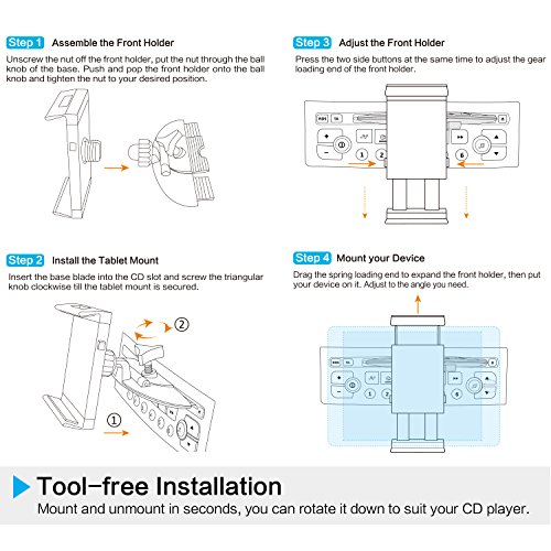 APPS2Car Universal Car Mount [2 in 1] CD Slot Tablet Car Mount for 7-12.4 inch Tablet, CD Player Cell Phone Holder for 3.5-7 inch Smartphone Tablet Car Mount Dash Holder Stand for iPad Pro/Air/Mini