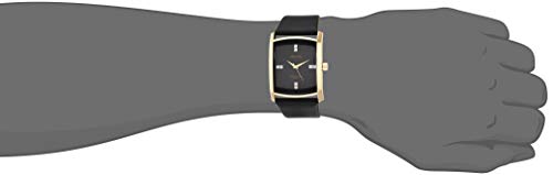 Armitron Men's 204604BKGPBK Genuine Crystal Accented Gold-Tone Black Leather Strap Watch
