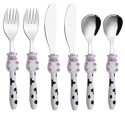 ANNOVA Kids Silverware Set 6 Pieces - Childrens Flatware Stainless Steel (6, Cow)