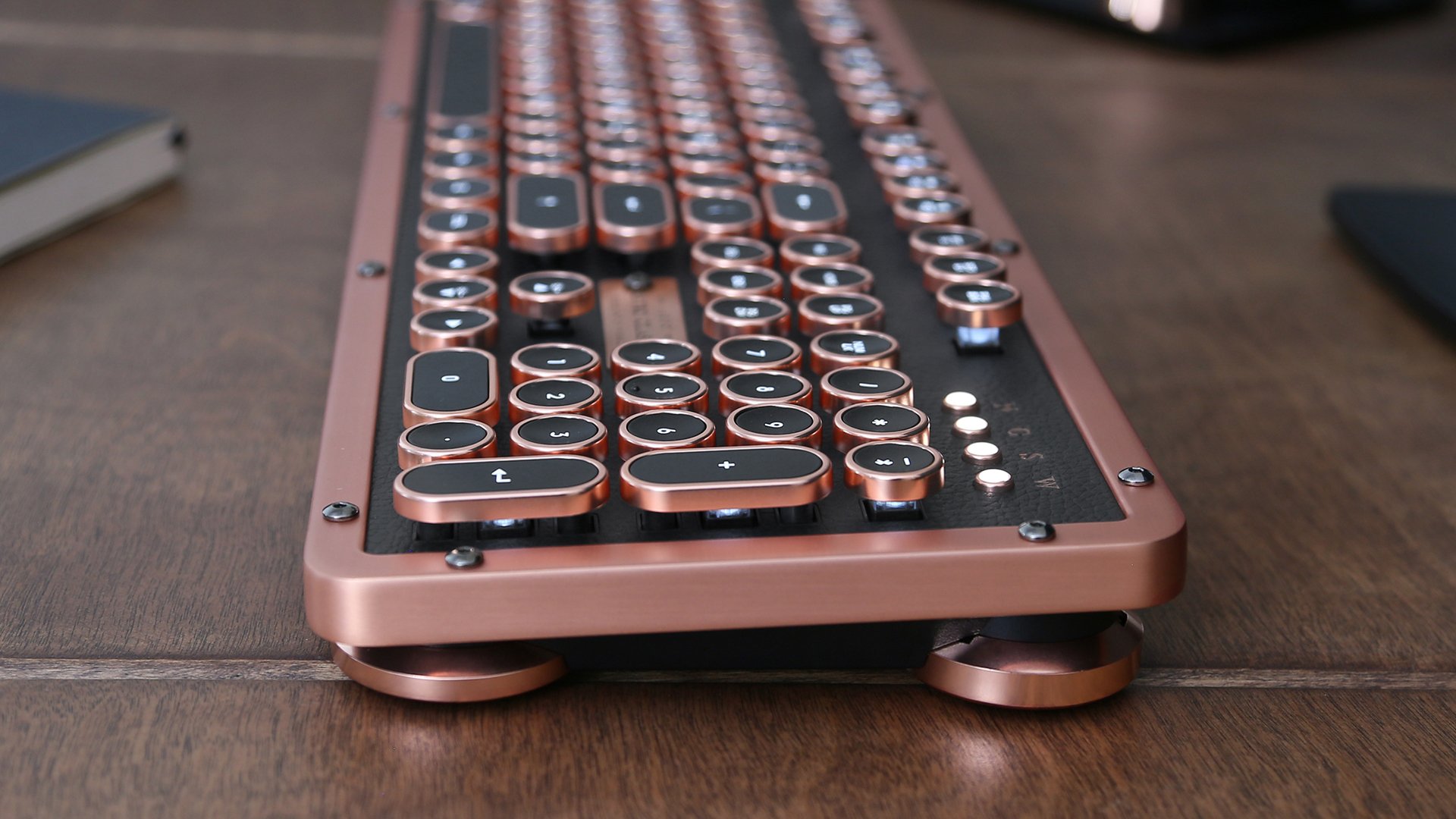 Azio Retro Classic Bluetooth 5.0 (Artisan) - Wireless/USB Wired Vintage Backlit Leather Mechanical Keyboard for PC/Mac (MK-RETRO-L-03B-US)