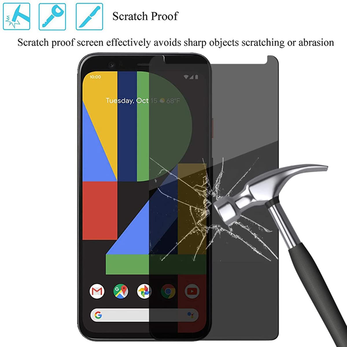 AISELAN Privacy Screen Protector for Google Pixel 4 - [2 Pcs] [Case Friendly] [Anti-Glare] [Anti-Spy] Screen Protector Tempered Glass for Google Pixel 4