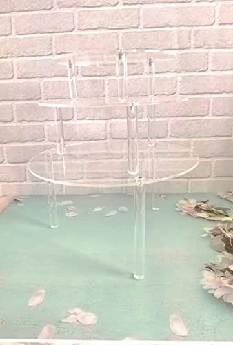 HESIN Acrylic Cake Display Risers Round Set of 3 Stand Risers Dessert Bakery Stand Rack Server Dessert & Pizza Holder