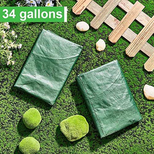4 Pieces Compost Bin Bags Large 34 Gallon Reusable Yard Waste Bags Lawn Bags Heavy Duty Garden Bag Composting Bags Garbage Can Outdoor Container with Zipper Lid and Handles for Loading Leaf Trash