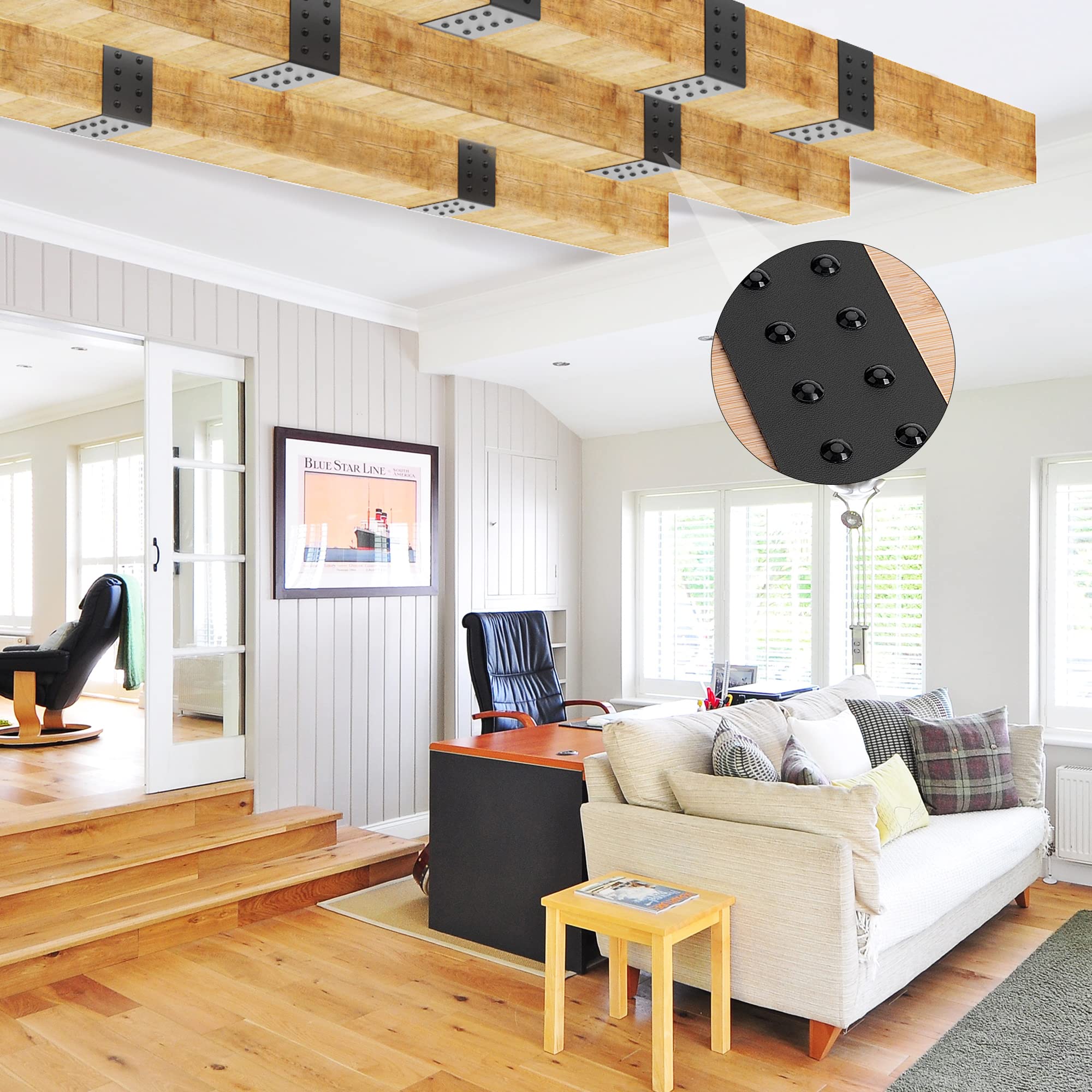 5ft Faux Wood Beam Strap，Flexible Beams Gap Hiding Strap, Wood Beams Metal Look Strap，Architectural Products for Faux Wood Beams,Ceiling Beam and Cabin Shutters Accessories (2.36"Width)