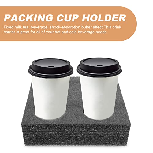 2pcs 4 Hole Cup Holder Glass Cup Holder 4 Cup Holder Tray Decorative Tray Foam Coffee Carrier Foldable Cup Carrier Takeout Cup Trays Travel Pearl Cotton Hollow Out Small Counter