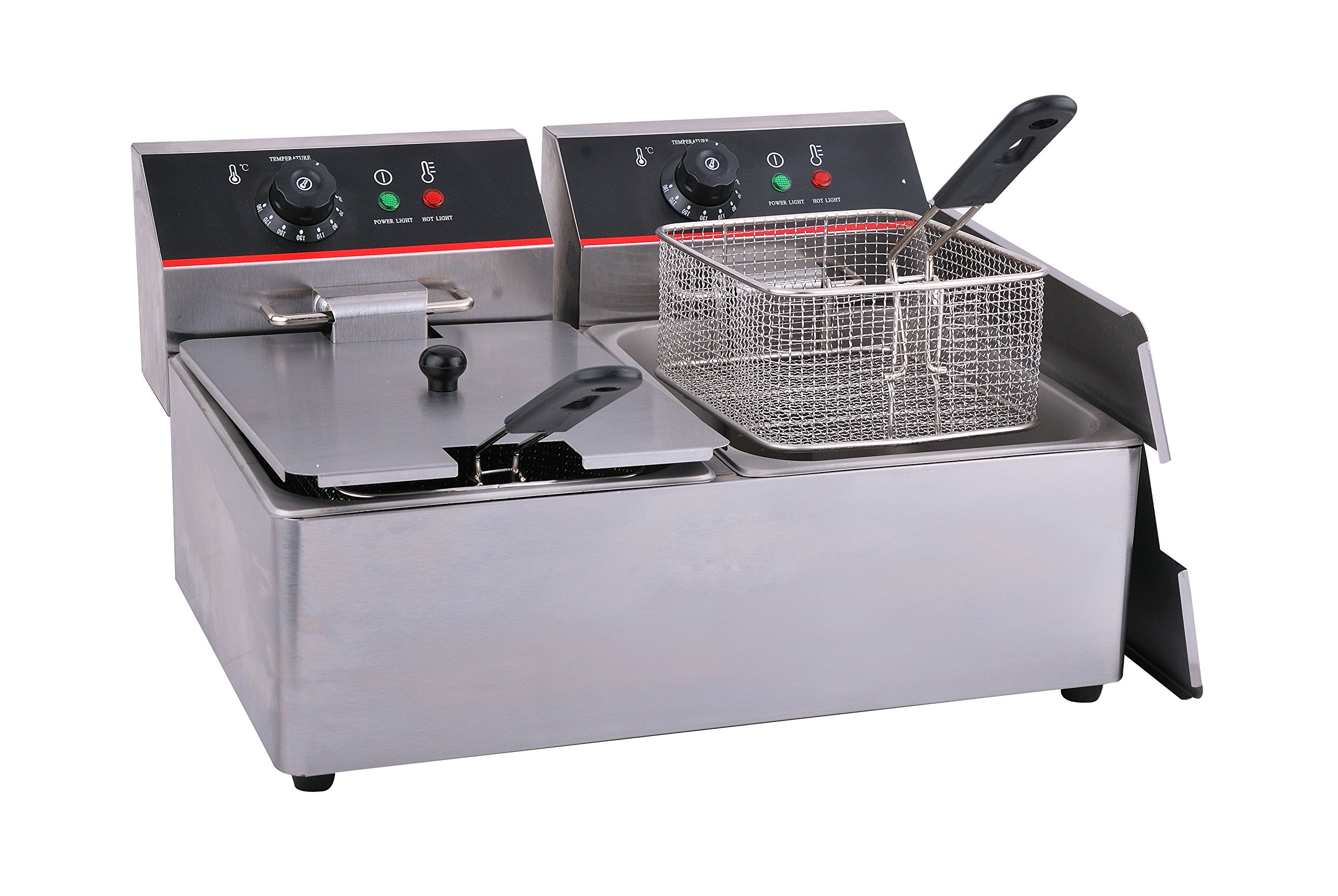 Hakka Commercial Stainless Steel Deep Fryers Electric Professional Restaurant Grade Turkey Fryers (2x8 Liter)