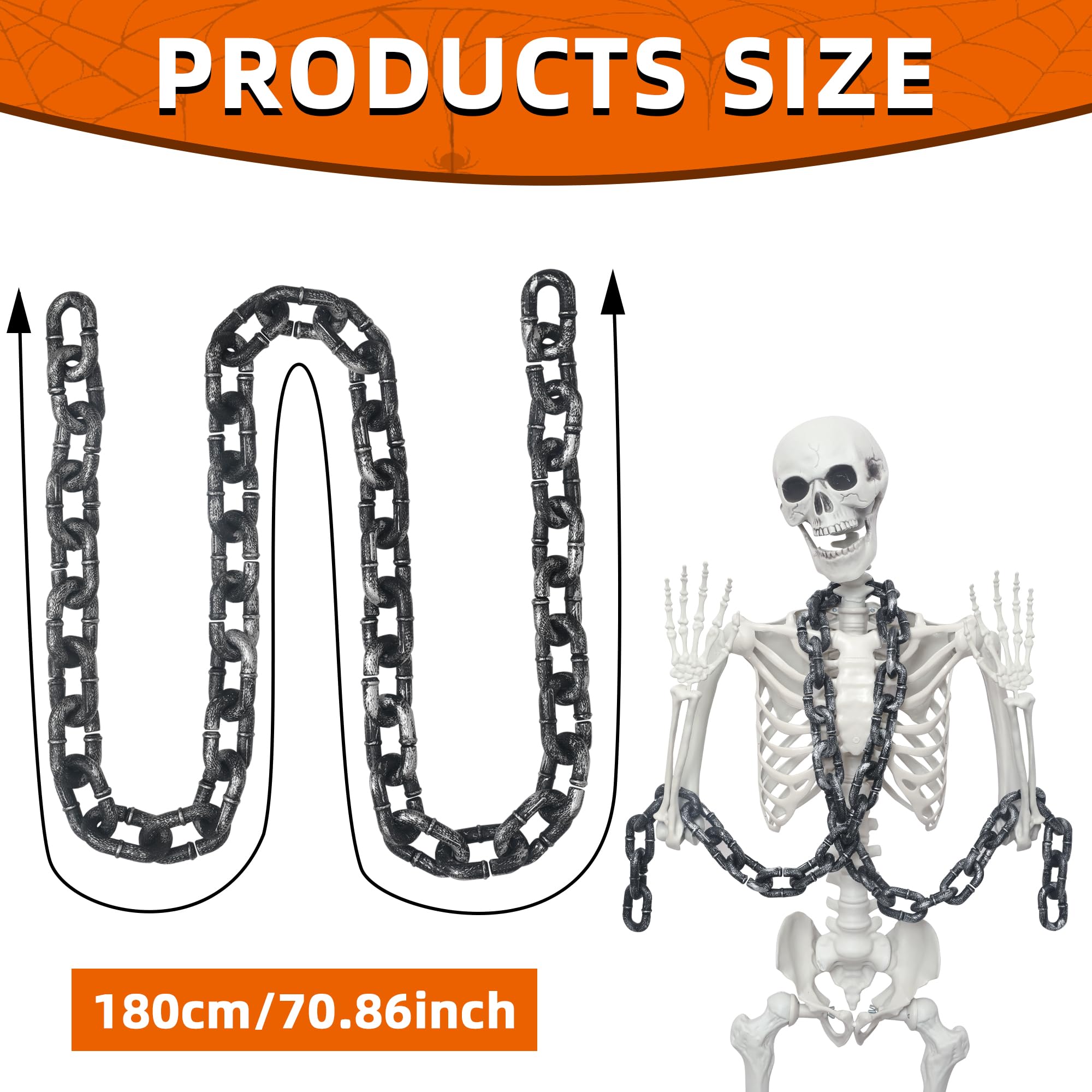2Pack 6 Feet Halloween Chains Plastic Chains for Halloween Party Decoration Cosplay Accessory
