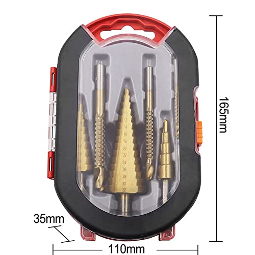 6PCS Step Drill Bits Set, HSS High Speed Steel for Stainless Steel, Metal, Wood, Plastic Drilling 4-32MM / 4-20 MM / 4-12MM / 6MM / 8MM / 3MM with Case for Woodworking, DIY Loversā¦