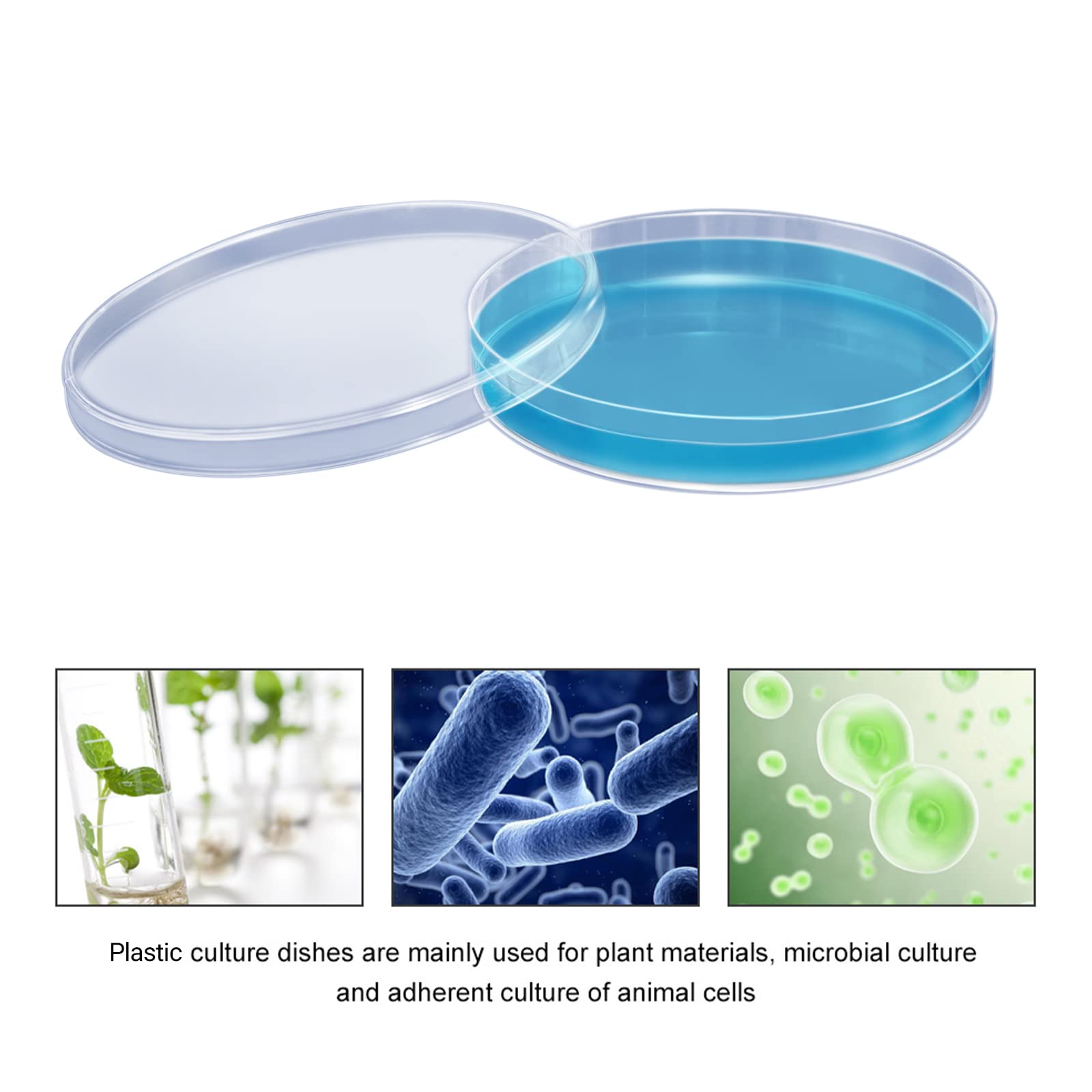 20 Pack Sterile Plastic Petri Dishes with Lid, 90mm Dia x 15mm Deep, Lab Petri Plate Dish for Lab Analysis, School Projects, Blood Samples, Bacteria, Plant & Seed Cultivation Cell-Culture Petri Dish