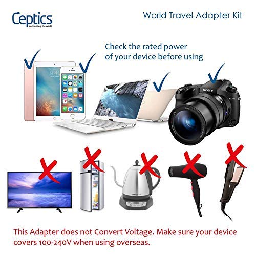 Ceptics South Africa, Botswana Travel Adapter, Universal Socket Plug Accepts Plugs From any Country, Perfect for Cell Phones, Laptops, Chargers and More - 3 Pack
