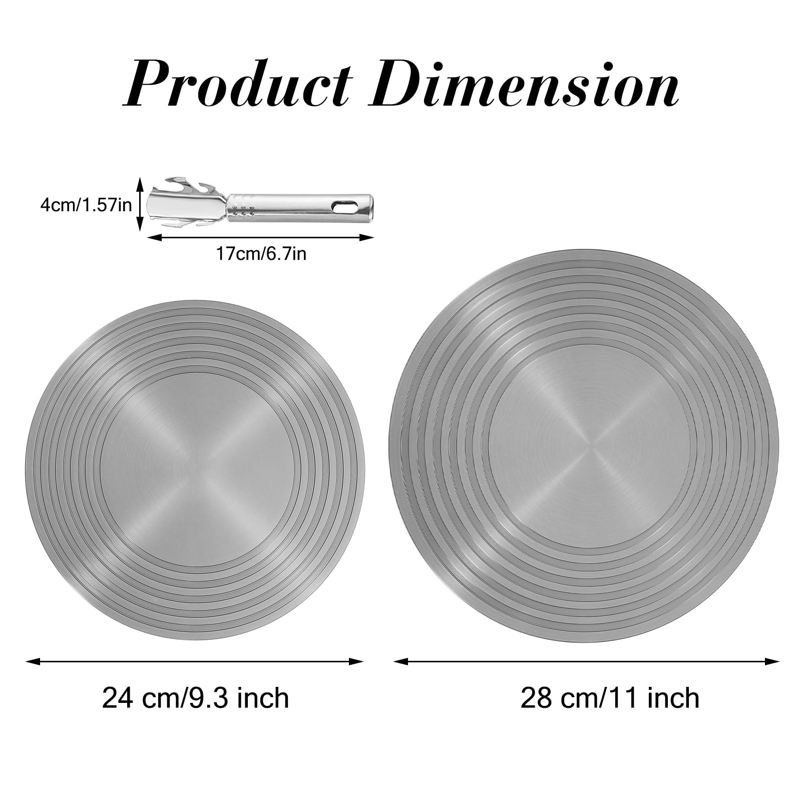 2 Pack Gas Stove Heat Diffuser Plate, Round Fast Defrosting Tray Aluminum Non-Stick Coating Cookware Simmering Thawing Plate Conduction Multifunctional, Flame Guard Protection Stovetop (9.3'' & 11'')