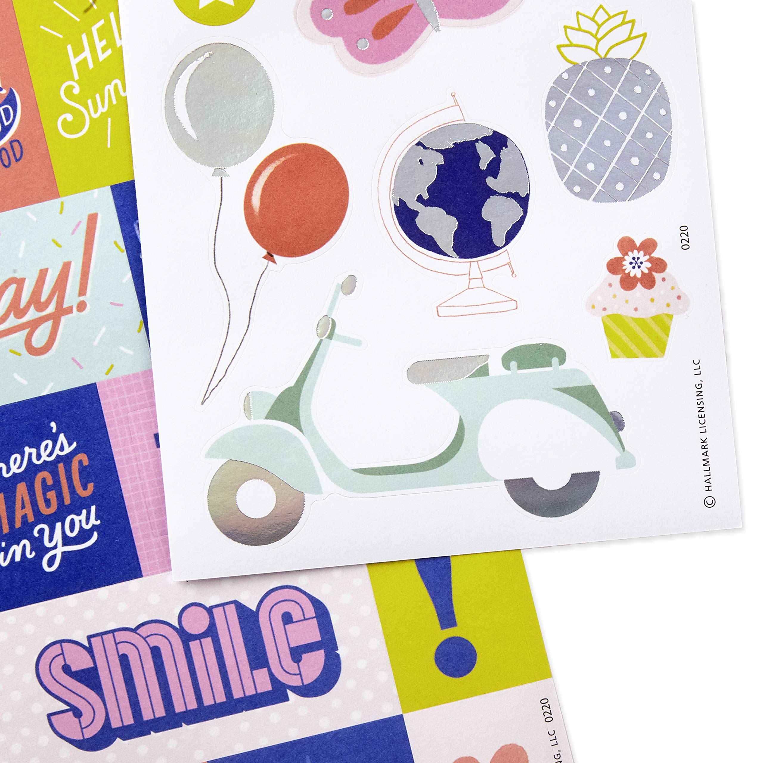 Hallmark Stickers for Kids and Adults (Pack of 91 Stickers, 5 Sheets for Planners, Notebooks, Laptops, Water Bottles, and More)
