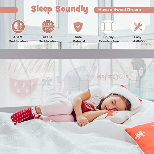 BABY JOY Bed Rail for Toddlers, 77โโ Extra Long, Height Adjustable & Foldable Baby Bed Rail Guard w/Breathable Mesh & Double Safety Child Lock for Kids Twin Double Full Size Queen King Mattress, Gray