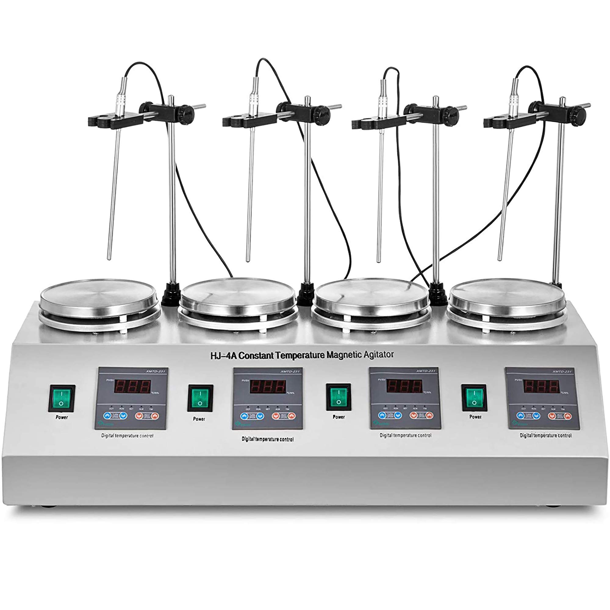 2/4/6 Heads Magnetic Stirrer, Multi Unit Digital Thermostatic Magnetic Mixer,Electric Lab Magnetic Mixer with Stirring Bar,Digital Magnetic Stirrer with Support Stand,20-1000ml per Cylinder