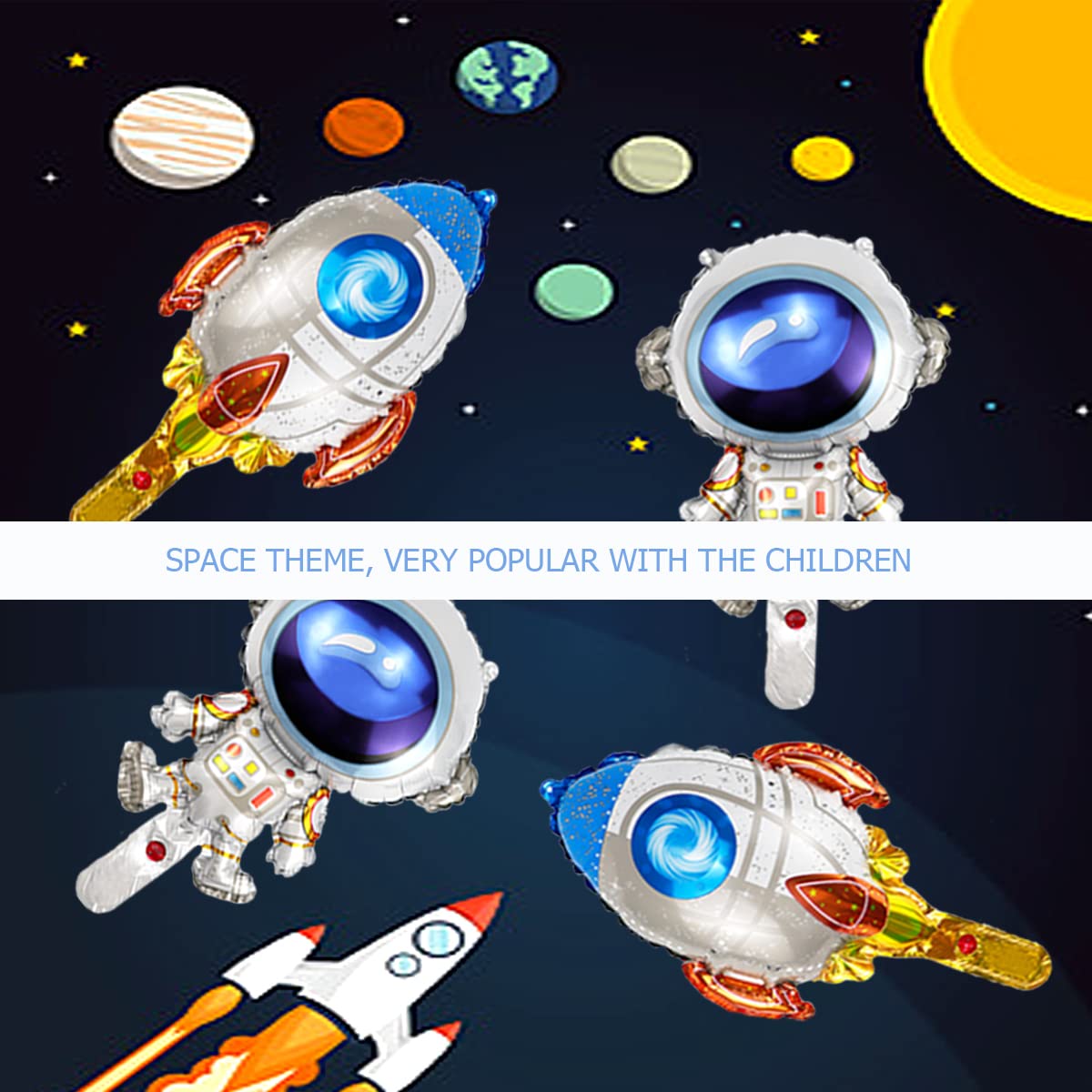 20Pcs Astronaut Aluminum Foil Balloons Outer Space Balloons Decoration for Outer Space Theme Party Kids Birthday Party Supplies Baby Shower