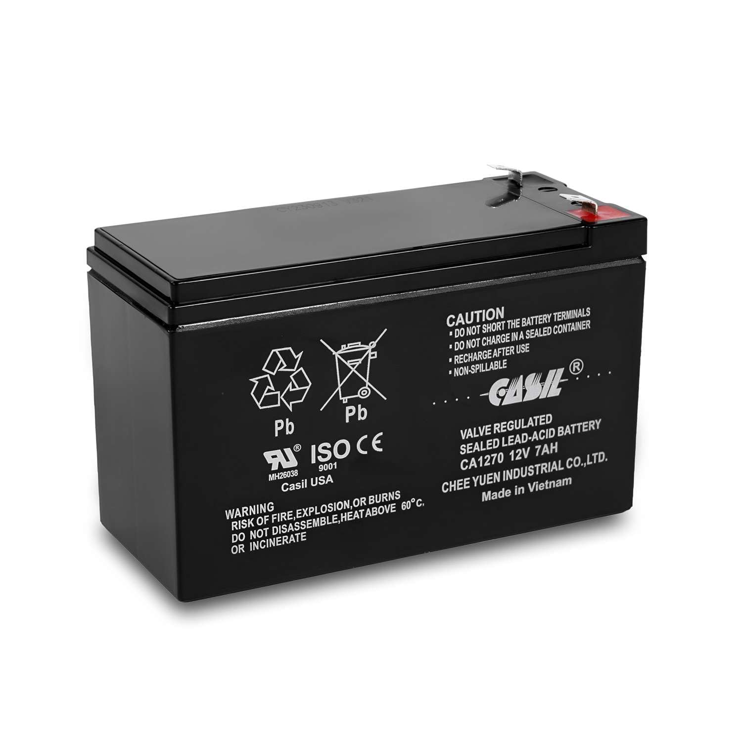 Casil 12V 7Ah Rechargeable Battery Replace Yuasa NP7-12 12V/7Ah Battery, F1 Terminal