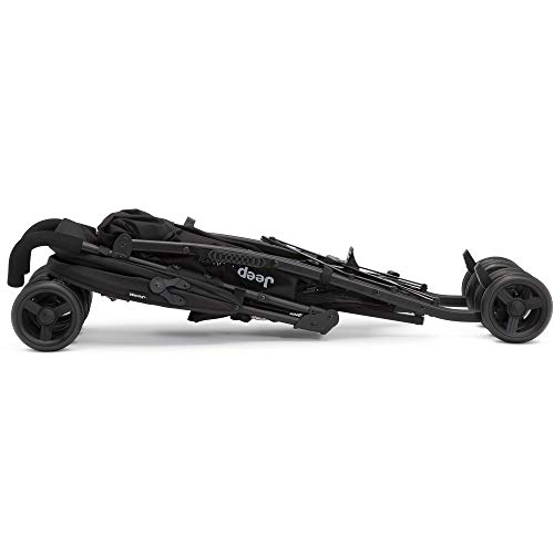 Jeep PowerGlyde Plus Stroller by Delta Children - Lightweight Travel Stroller with Smoothest Ride, Aluminum Frame, 4-Position Recline, Extra Large Storage Basket, Black