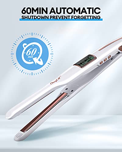 2/5 Inch Mini Flat Iron, CkeyiN Pencial Flat Iron for Short Hair, Beard and Pixie Cut, 30s PTC Fast Heating Small Hair Straightener with 15 Adjustable Temp, LCD Display, Auto Shut Off