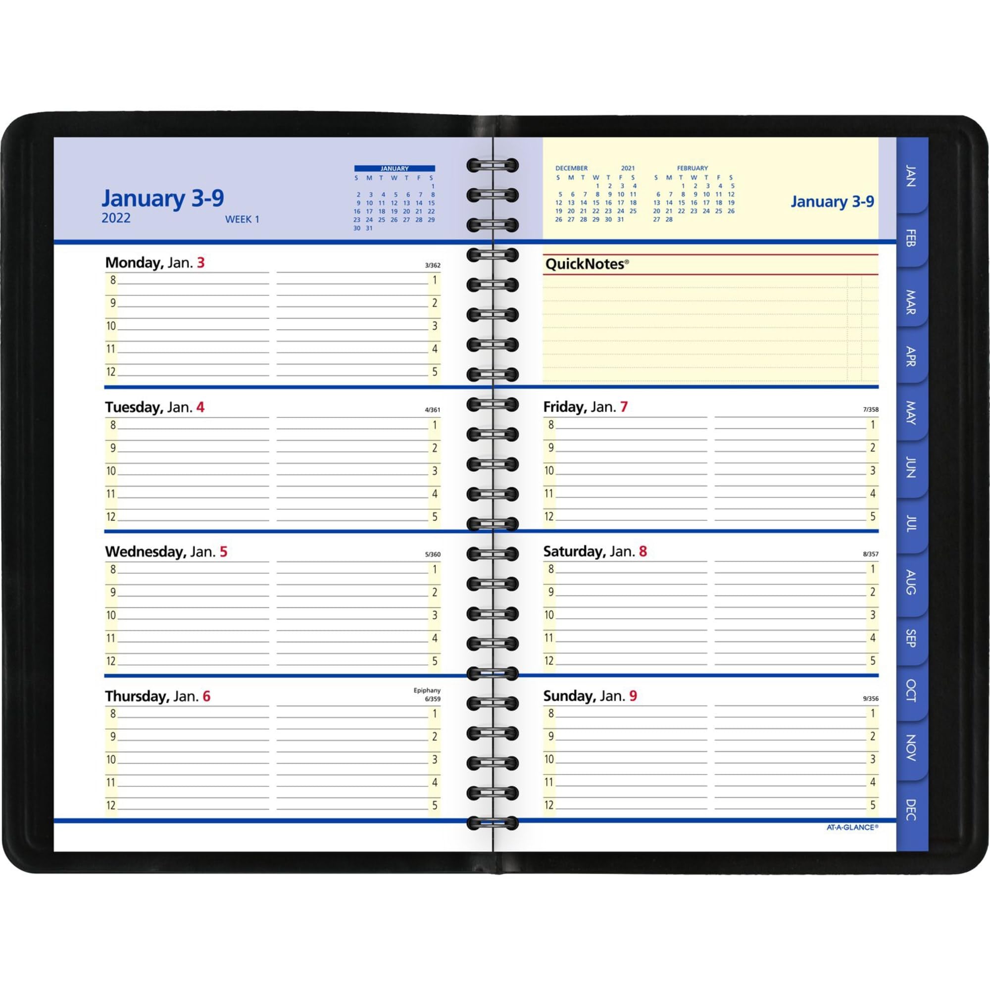 2022 Daily & Monthly Appointment Book & Planner by AT-A-GLANCE, 5" x 8", Small, QuickNotes, Black (760405)