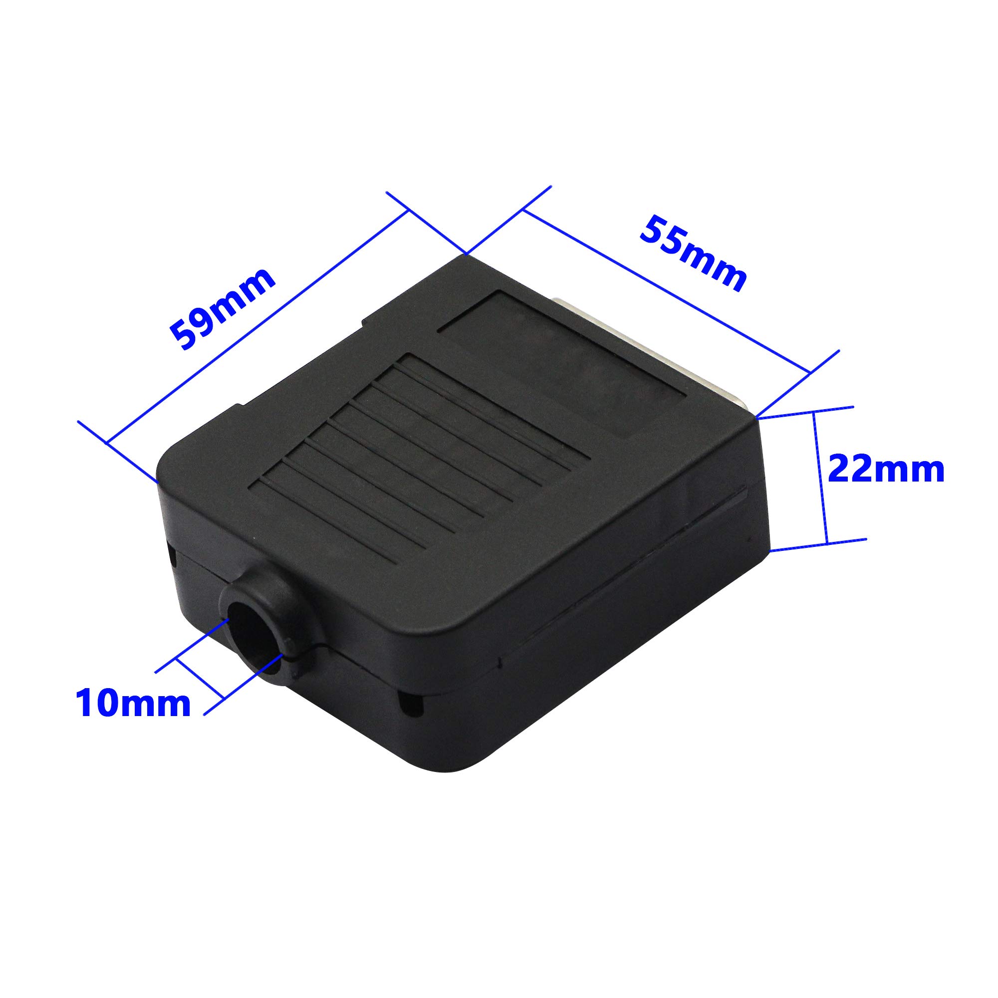 CERRXIAN DB25 Breakout Board, DB25 Male D-SUB Connector to DB25 Screw Solderless Wiring Terminal Module Breakout PCB Board Kits with Plastic Case (M Black)
