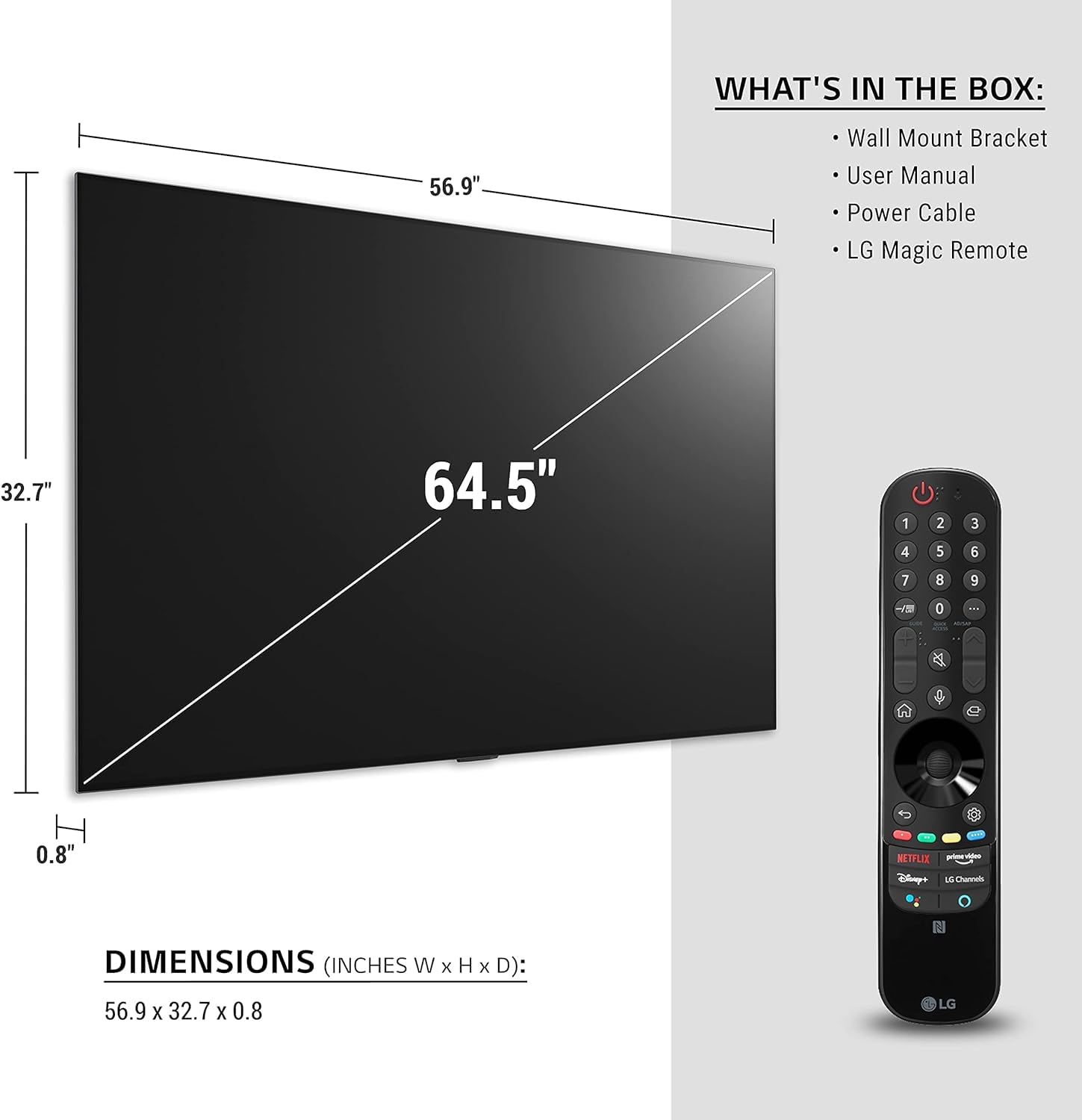 LG OLED G1 Series 65” Alexa Built-in 4k Smart OLED evo TV (3840 x 2160), Gallery Design, 120Hz Refresh Rate, AI-Powered 4K, Dolby Cinema, WiSA Ready (OLED65G1PUA, 2021)