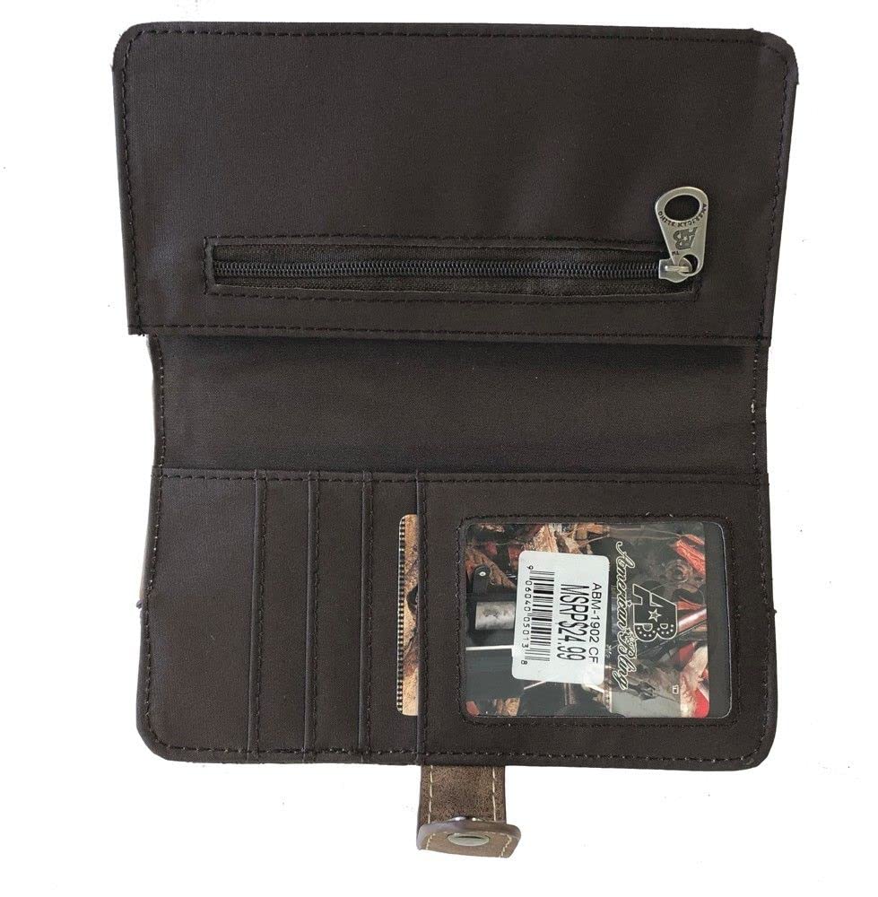 American Bling Concealed Gun Messenger Purse Wallet Set Tooling Patchwork Coffee, Medium