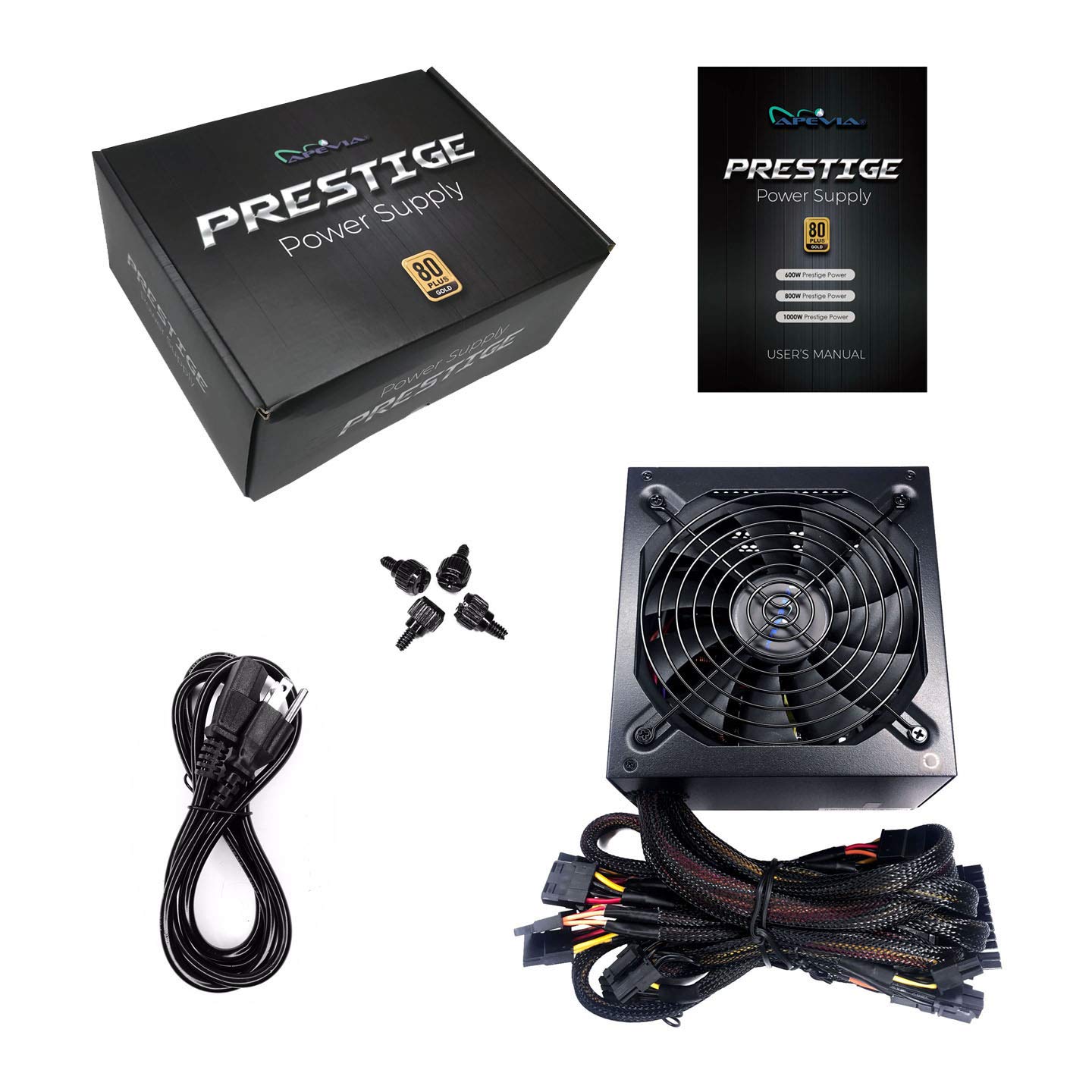 Apevia ATX-PR1000 Prestige 1000W 80+ Gold Certified, ROHS Compliance, Active PFC ATX Gaming Power Supply