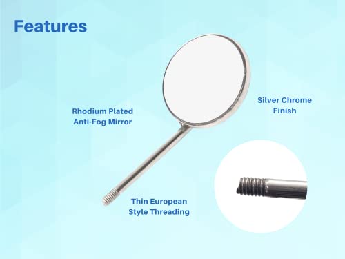 DENTAL MIRRORS TOPS FRONT SURFACE EUROPEAN STYLE THREADING RHODIUM SET OF 12 ARTMAN BRAND