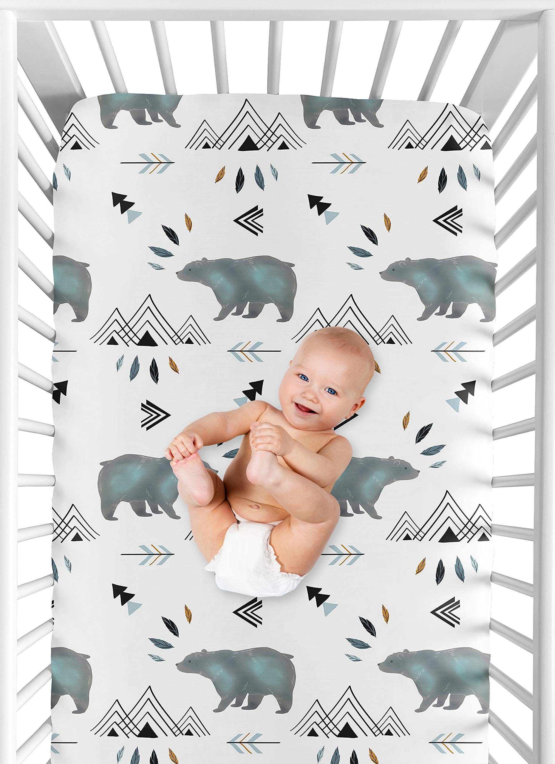 Baby or Toddler Fitted Crib Sheet for Bear Mountain Watercolor Collection by Sweet Jojo Designs