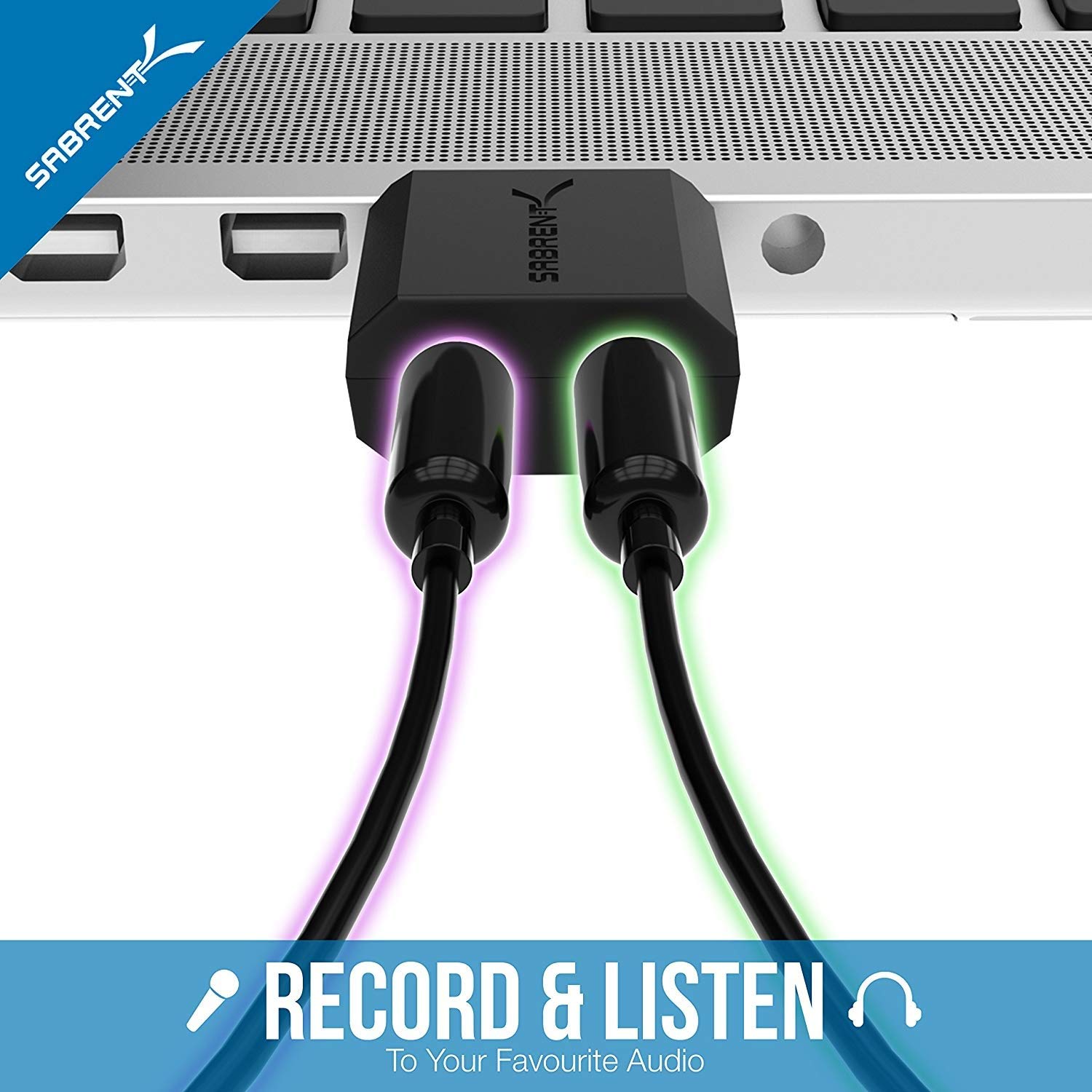 SABRENT 4 Port Portable USB 2.0 Hub + USB External Stereo Sound Adapter