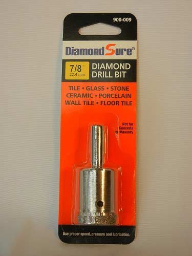 7/8" Inch 22.4 mm DiamondSure Diamond Drill Bit Hole Saw for Glass, Tile, Granite, Ceramic, Porcelain, Stone