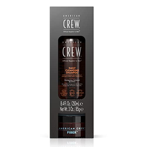 American Crew Fiber Duo, Includes Hair Fiber and Daily Cleansing Men's Shampoo with Shave Gel Sample 2 Count(Pack of 1)