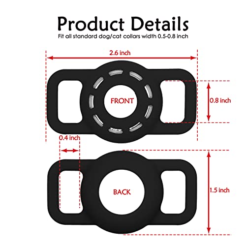 Amaessom Airtag Dog Collar Holder(4 Pack) Protective Airtag Case for Dog Collar,Anti-Lost Air Tag Case Holder Cover Compatible with Cat Dog Collars Loop ,Airtag Pet Holder 0.8 inch Width …