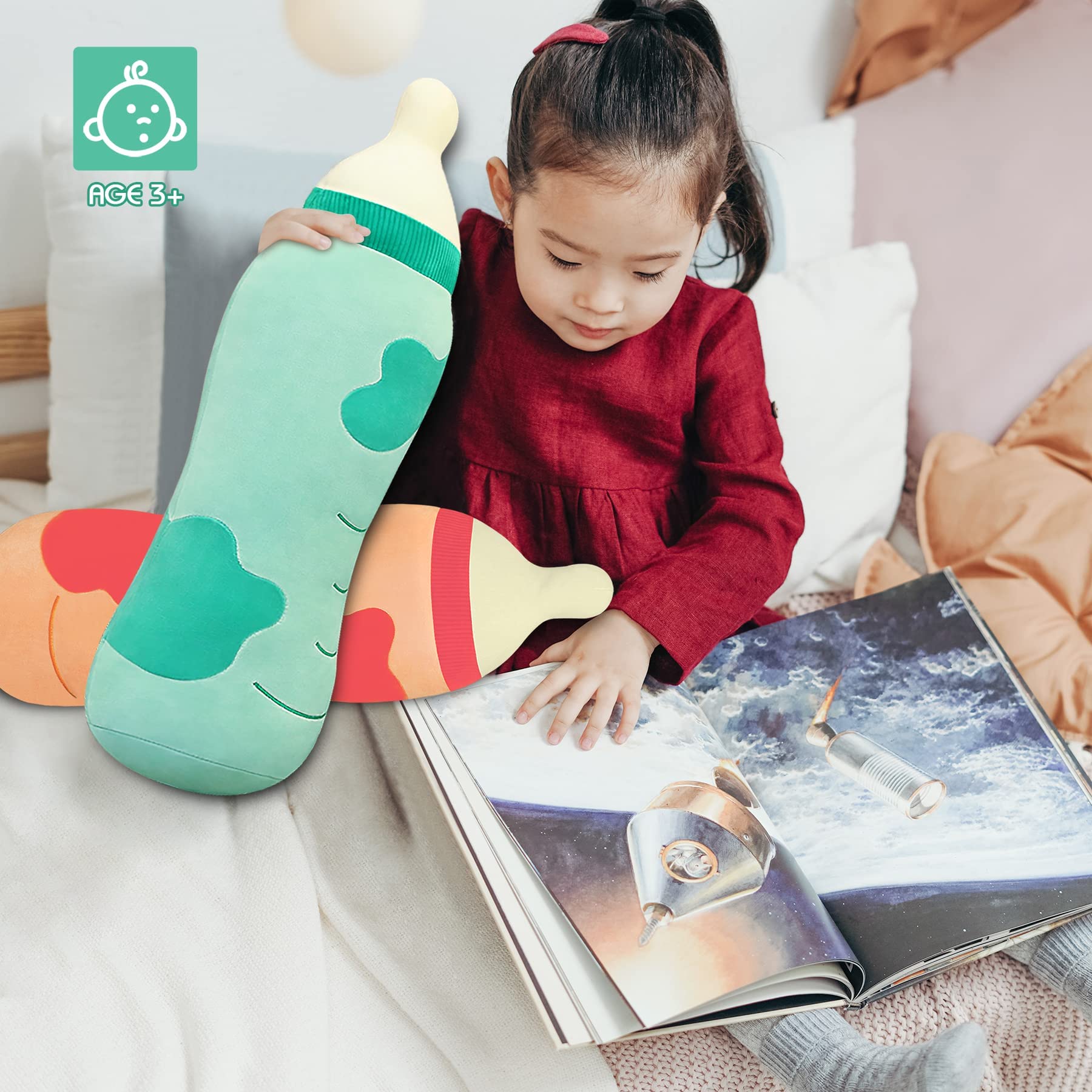 Achwishap Plush Pillow 27.5", Bottle Style Plush Toy Pillow, Long Plush Sleeping Hugging Pillows for Boys Girls Twins, Ace-High Gifts at Birthday (27.5in, Blue)