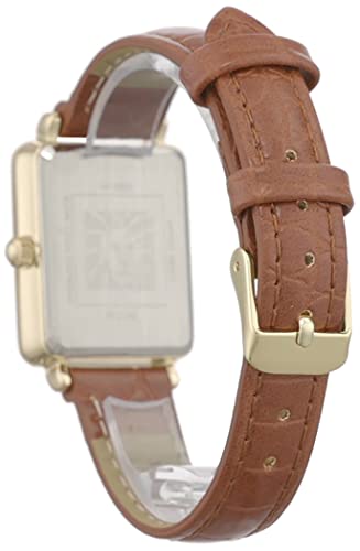 Anne Klein Women's Japanese Quartz Dress Watch with Faux Leather Strap, Brown, 14 (Model: AK/3820GPHY)