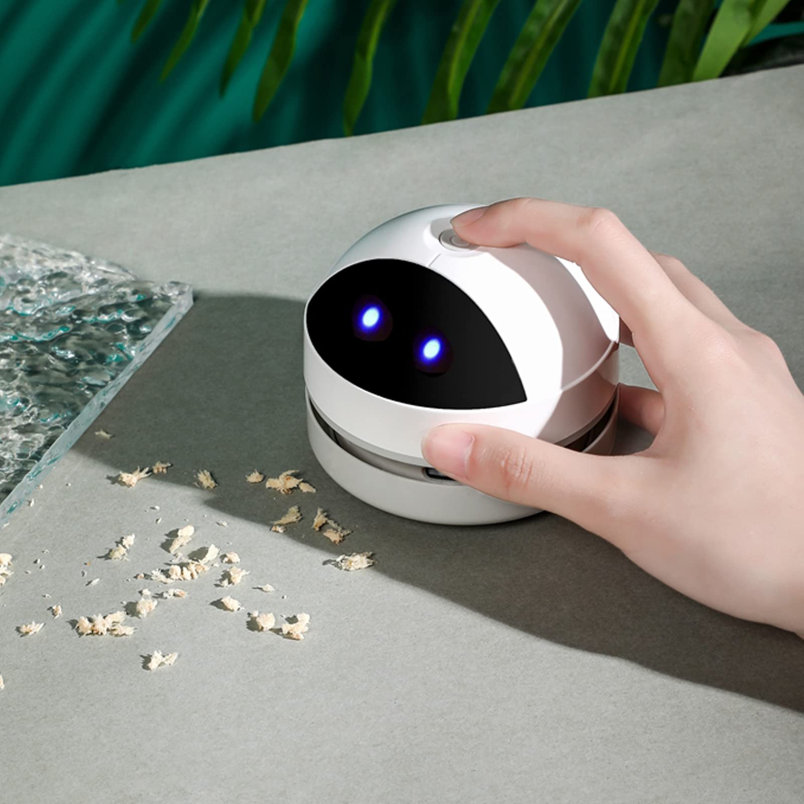 Hallocool Desktop Vacuum Cleaner Mini Desk Vacuum Cleaner Portable Dust Crumb Sweeper Cute USB Vacuum for Picking up Crumbs Eraser Crumbs Pet Hairs Flakes Tiny Items on Desk Tabletop Keyboard