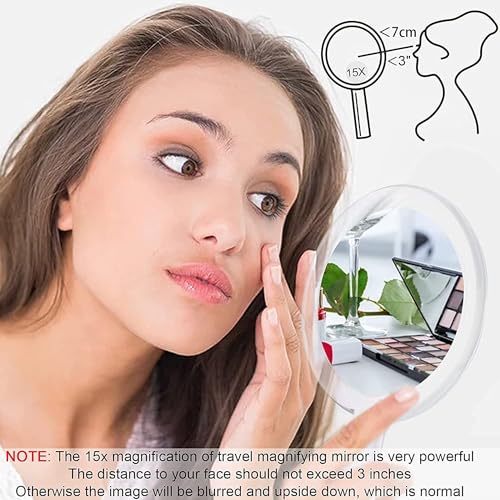 B Beauty Planet Handheld Mirror with Handle Double Sided, 1x/15x Magnifying Hand Mirror for Women, Hand Held Mirror with Adjustable Stand, 6"