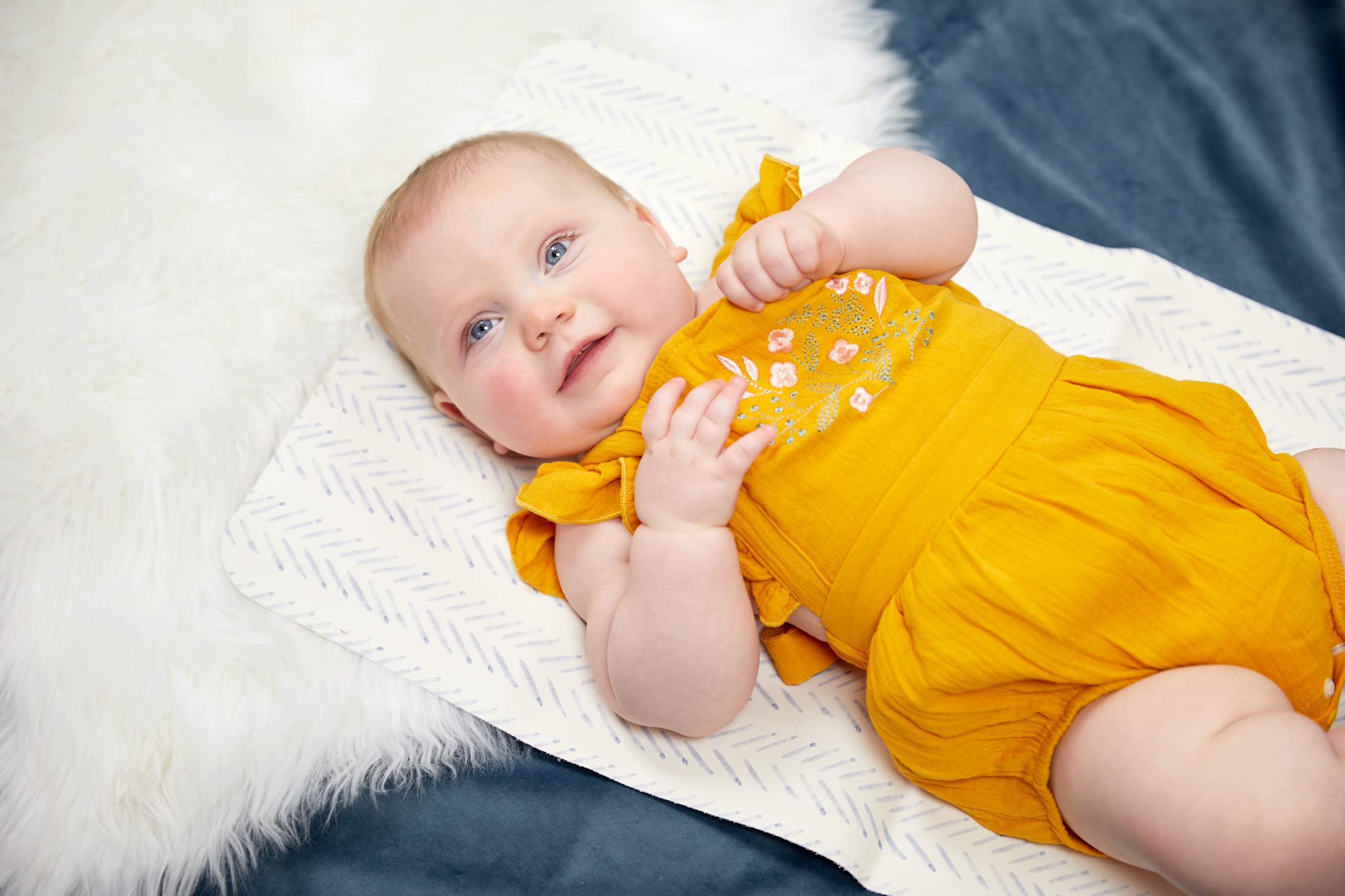 Lila Mae Baby Changing Mat - Wipeable, Portable Changing Pad, Travel Changing Mat for Baby or Small Toddler, Easy to Fold or Roll Up - Faux Leather (Herringbone)