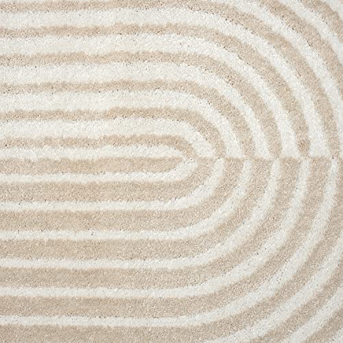 Abani Nuevo Collection Area Rug - Modern Arch Beige/Cream Pattern - 6'x9' - Easy to Clean - Durable for Kids & Pets - Non-Shedding - Medium Pile - Soft Feel - for Living Room, Bedroom & Office