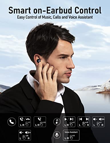 Audiovance IF301 Earbuds, Wireless Headphones Bluetooth Ear Buds for iPhone Android, Premium Sound, Immersive Music, Clear Calls, Noise Reduction, Wireless Charging, Waterproof, 23H Battery.