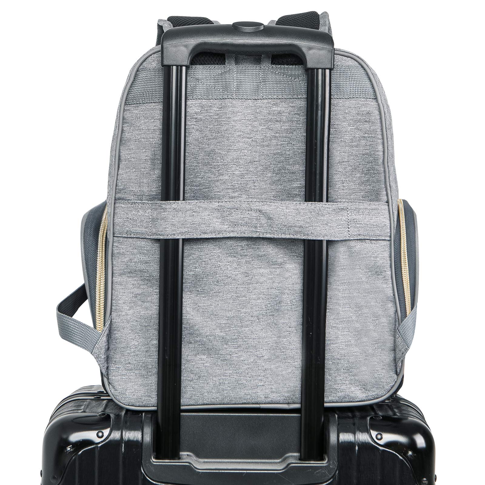 Breast Pump Backpack Diaper Bag - Multi-Function Cooler and Moistureproof Bag for Mother Baby Bottle Breast Milk Pump Mommy Outdoor Working Backpack with Insulation Pocket (Grey)